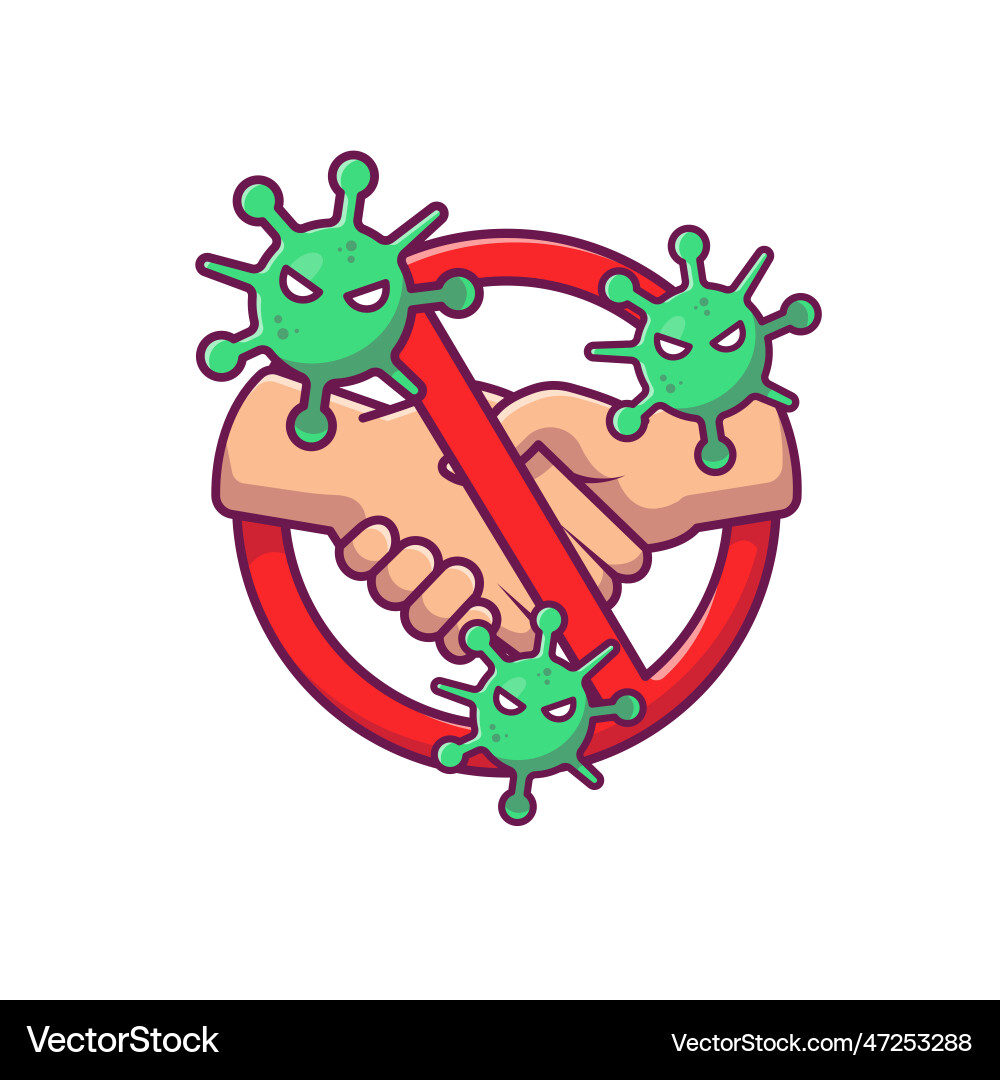 No hand shake stop sign cartoon Royalty Free Vector Image