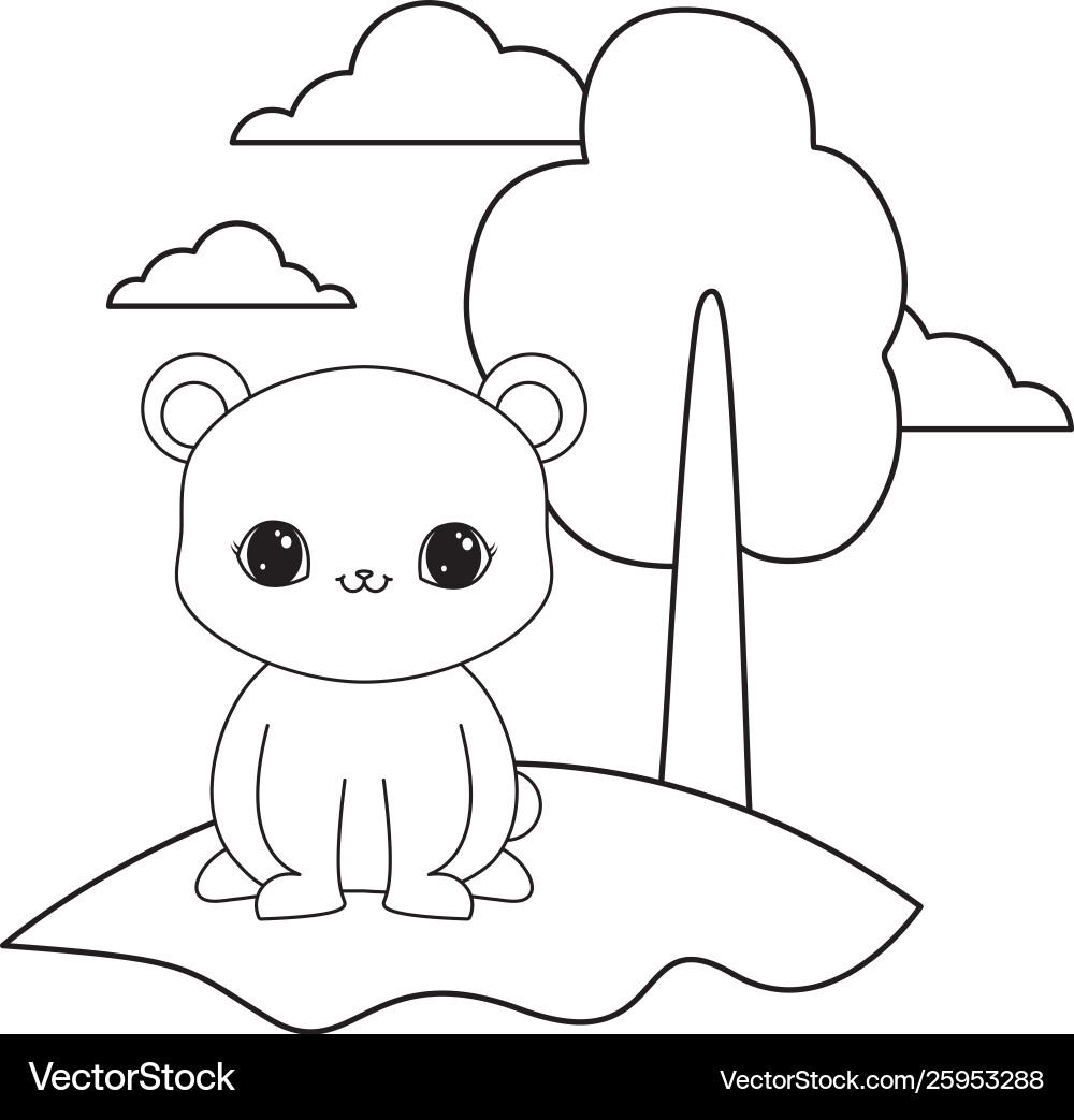 Panda bear animal in landscape Royalty Free Vector Image