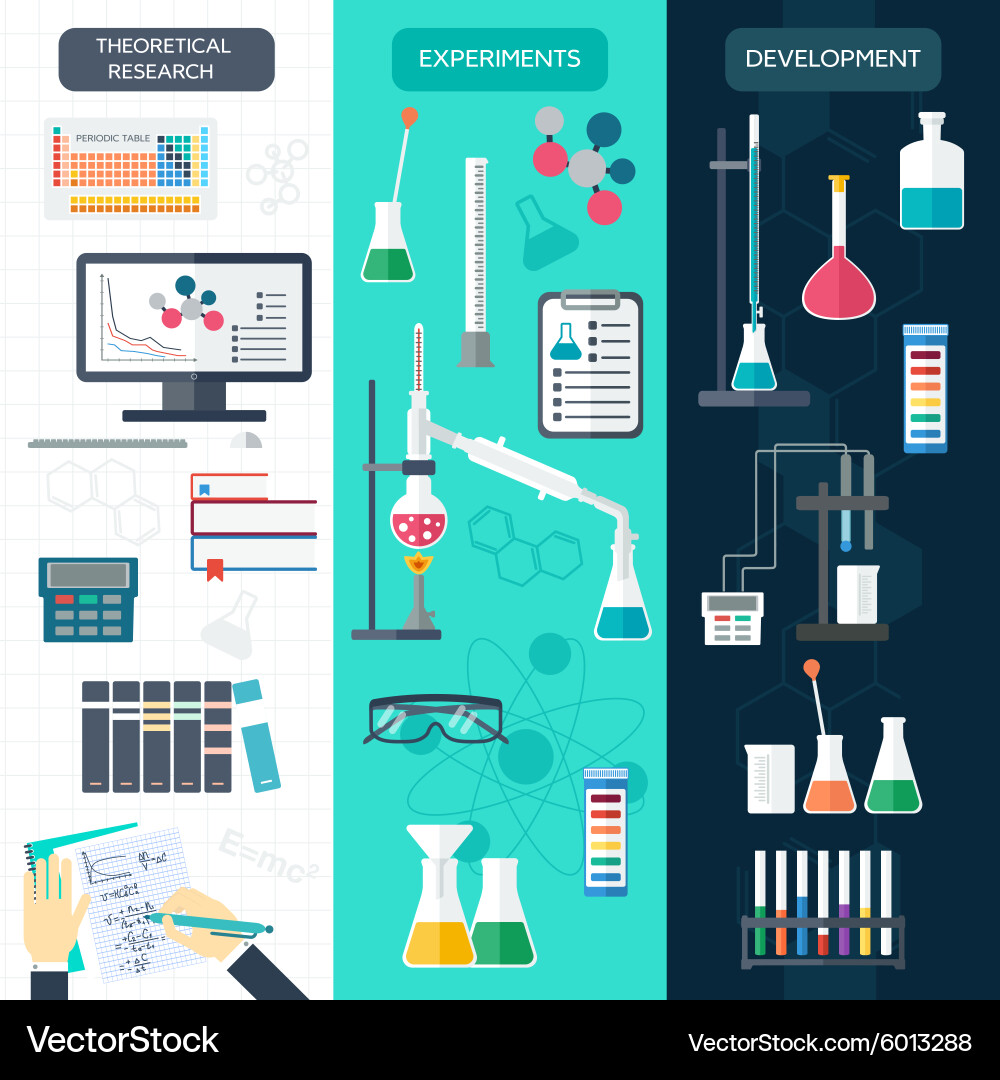 Set of chemical vertical banners science process Vector Image