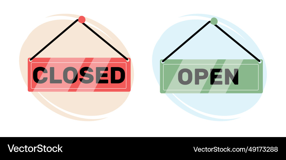 Store signs that say open and closed Royalty Free Vector