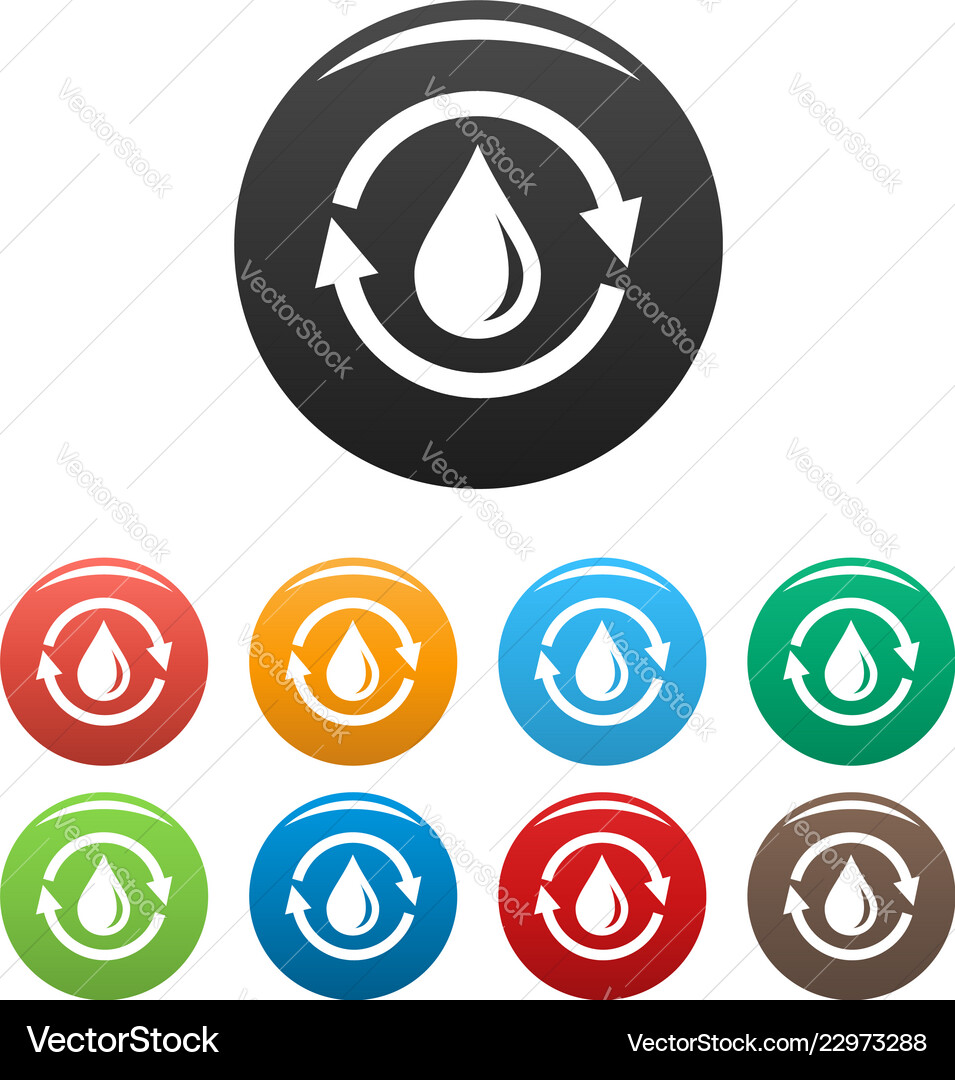 Water saving icons set color Royalty Free Vector Image