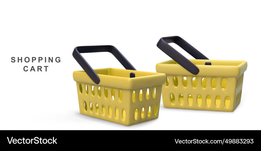3d realistic two yellow shopping carts isolated Vector Image