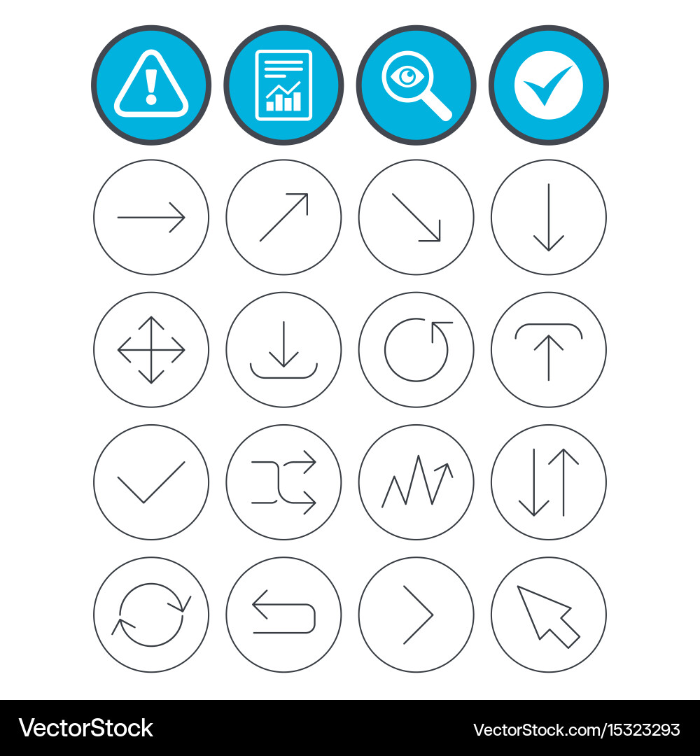 Arrow download refresh and fullscreen symbols Vector Image