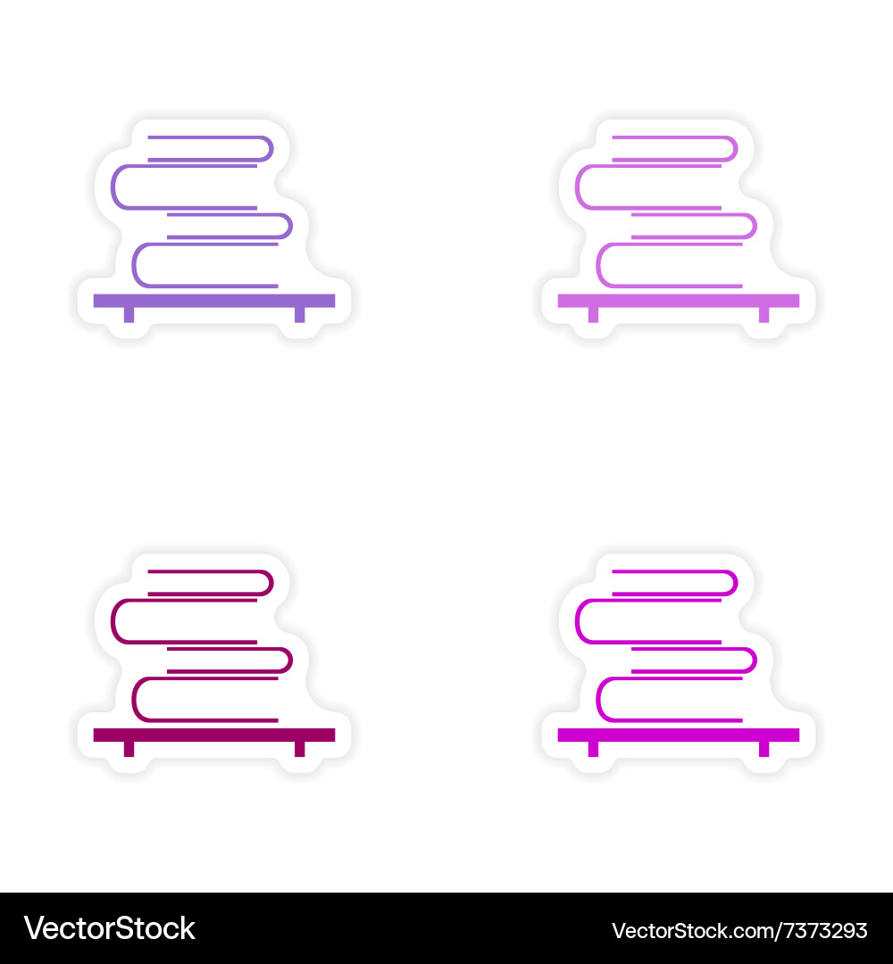 Assembly realistic sticker design on paper books Vector Image