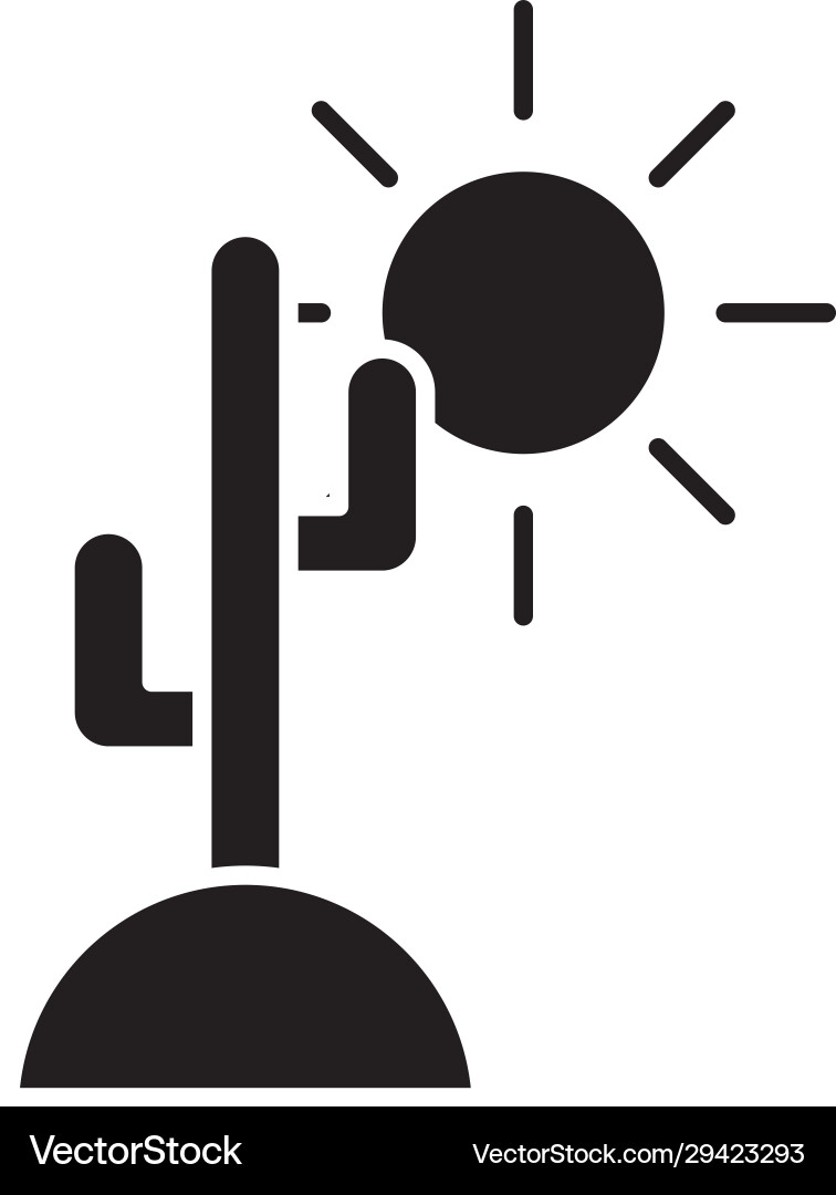 Cactus plant with sun scene icon Royalty Free Vector Image