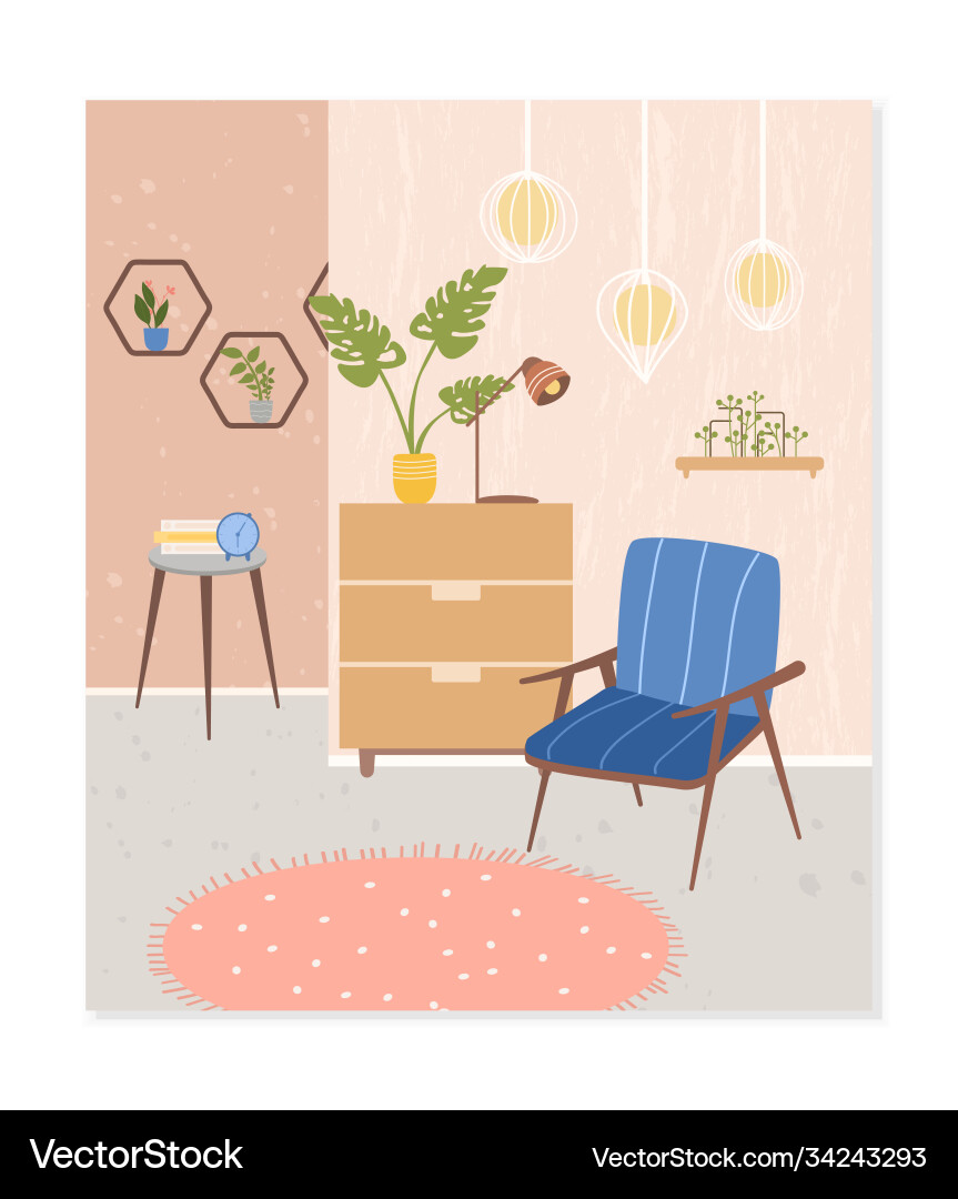 Cozy room interior comfortable stylish living Vector Image