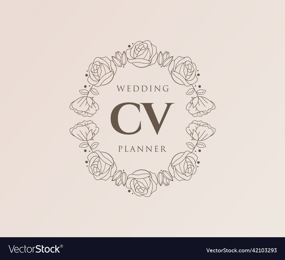 Cv initials letter wedding monogram logos Vector Image