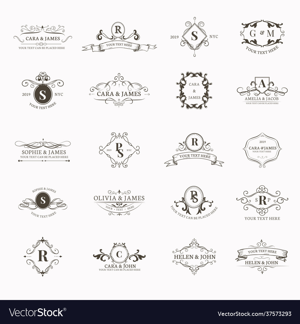 Emblems with initials set Royalty Free Vector Image