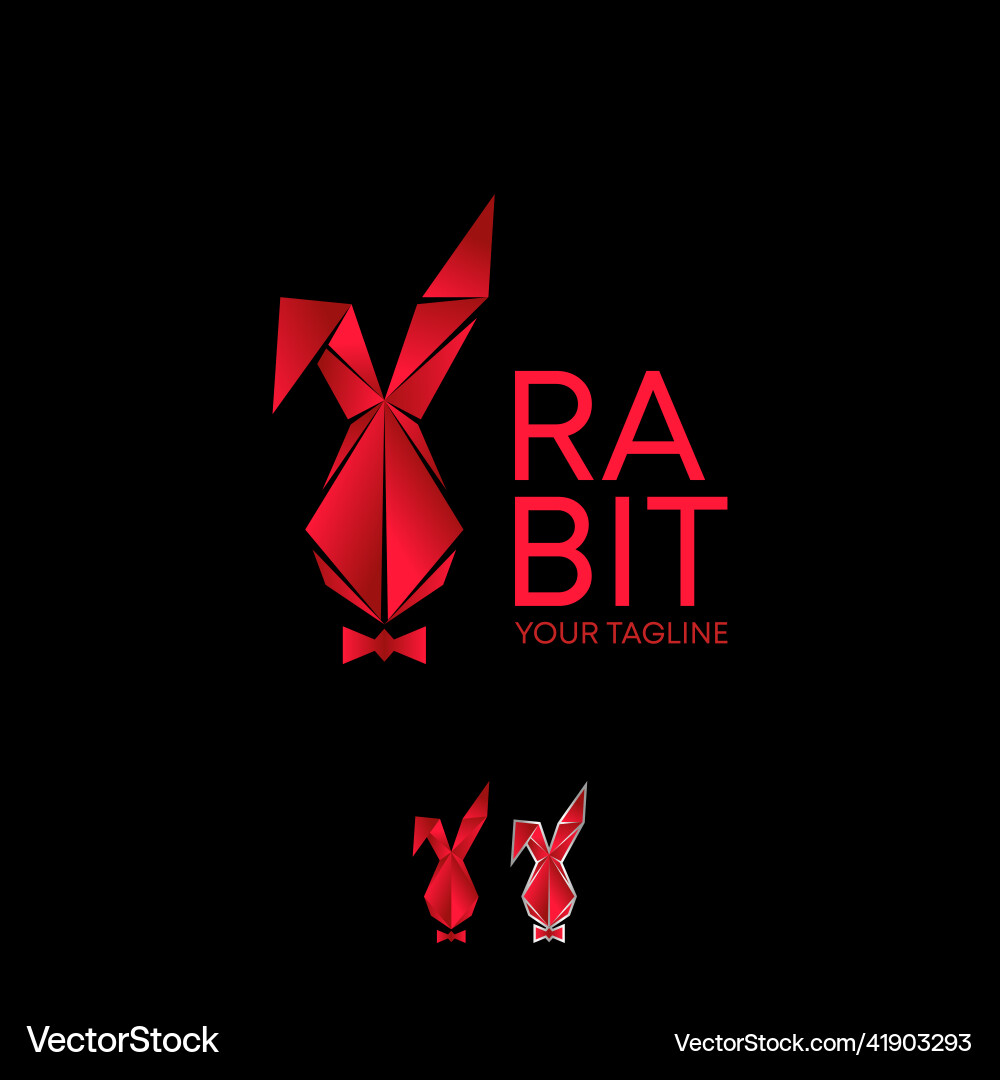 Rabbit with the bow tie in red colors Royalty Free Vector
