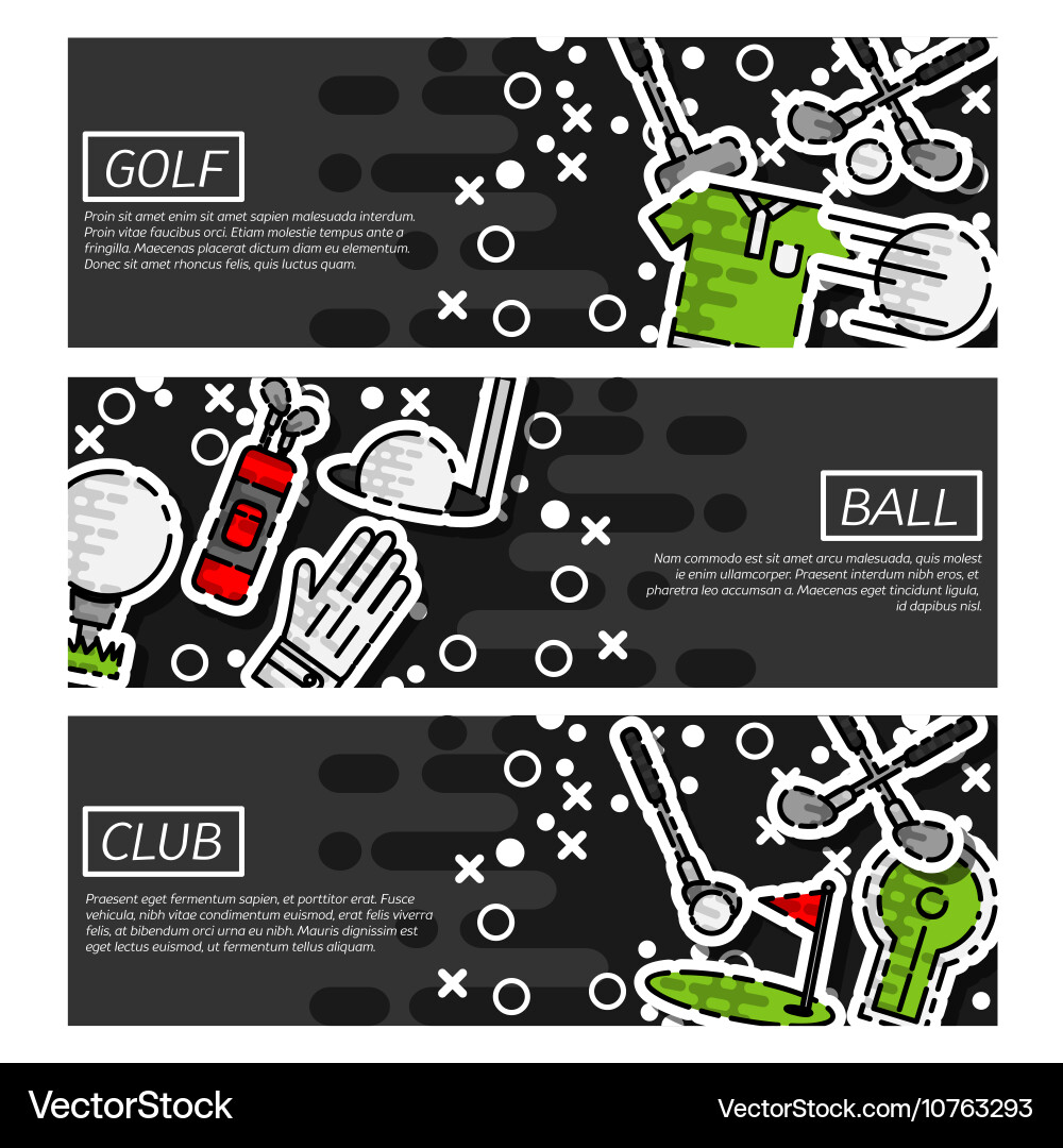 Set of horizontal banners about golf Royalty Free Vector