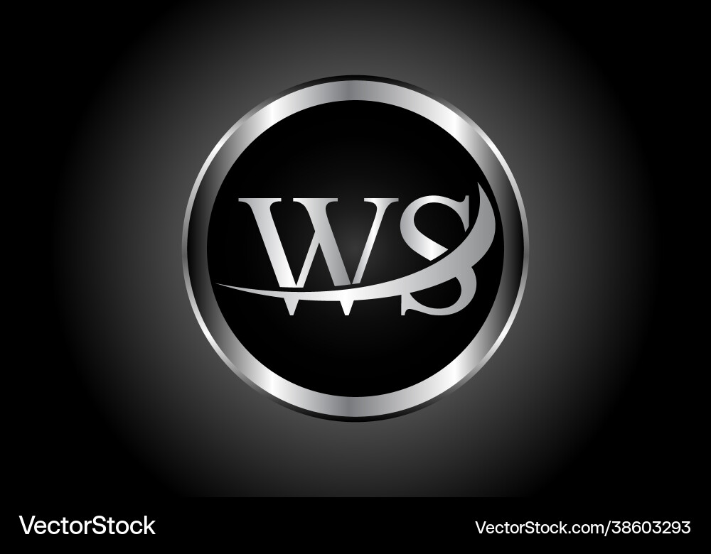 Silver letter ws metal combination alphabet logo Vector Image
