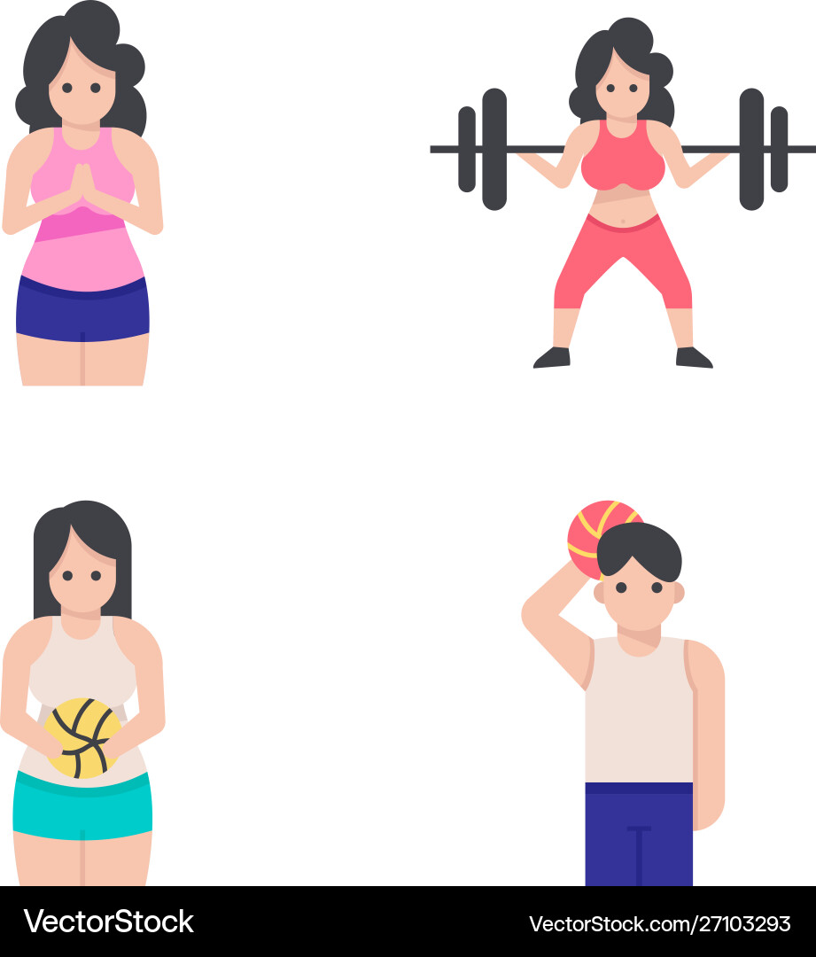 Sportsperson avatars icons pack Royalty Free Vector Image