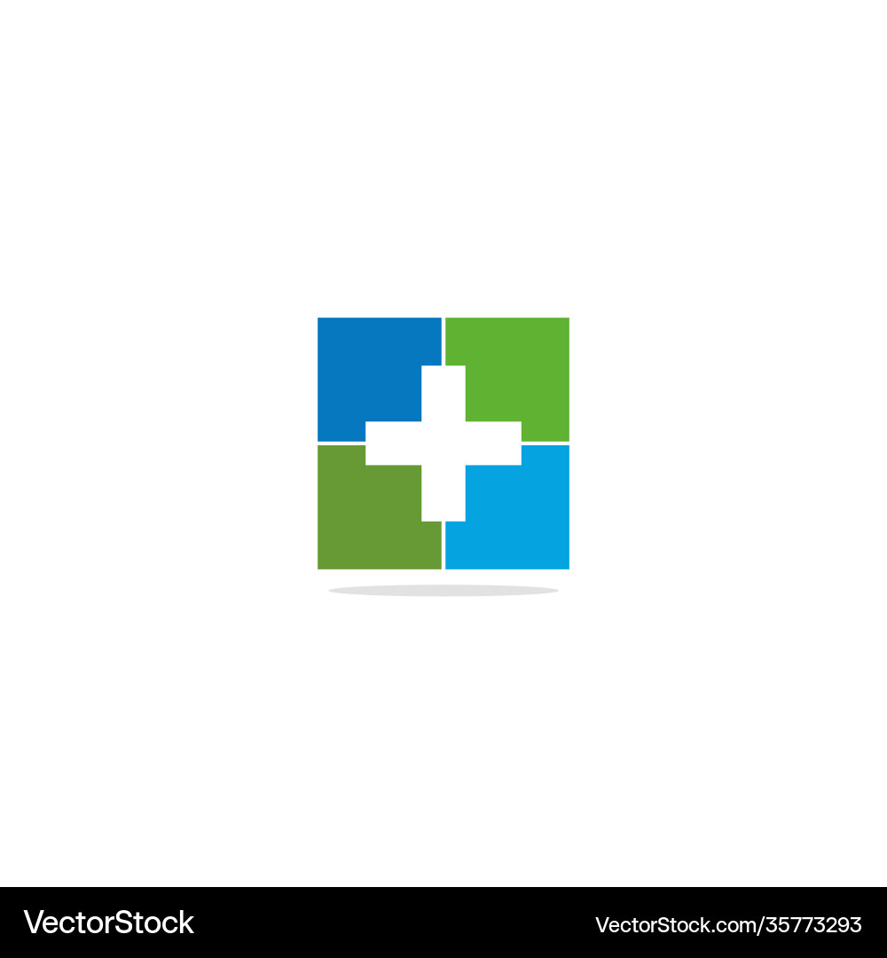 Square colored cross medic logo Royalty Free Vector Image