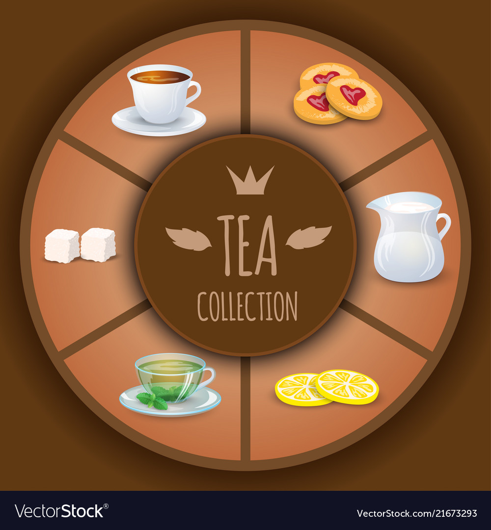 Tea collection decorative elements Royalty Free Vector Image