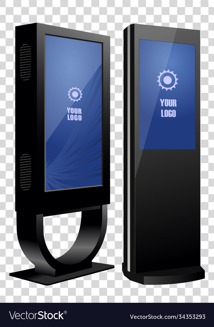 Two promotional interactive information kiosk Vector Image