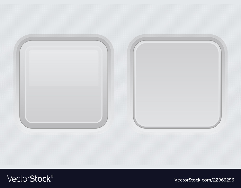 White web interface buttons square 3d icons Vector Image