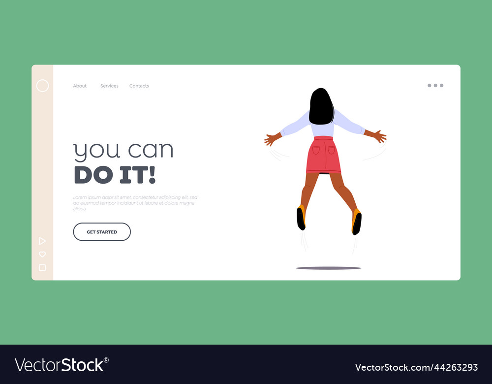 Woman celebrate success landing page template Vector Image
