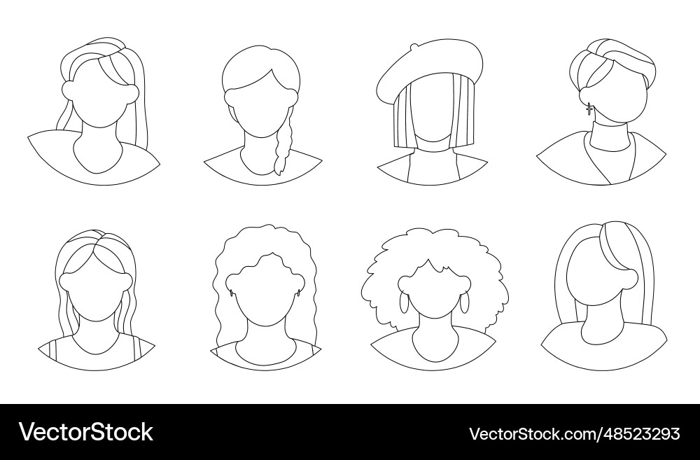 Woman line icons set Royalty Free Vector Image