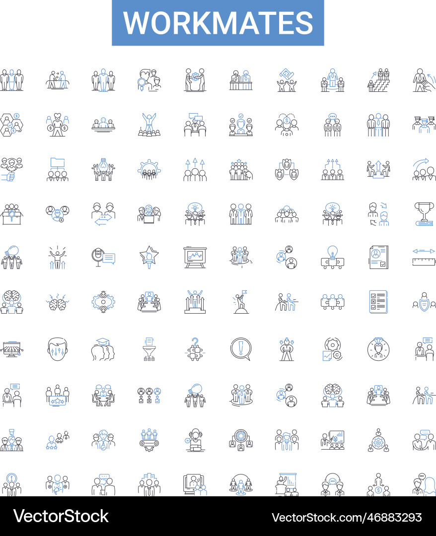 Workmates outline icons collection colleagues Vector Image