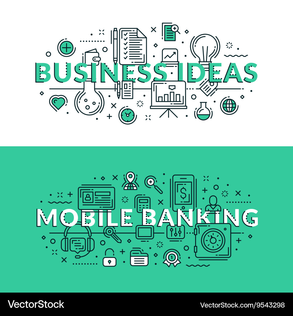 Business ideas and mobile banking concept colored Vector Image