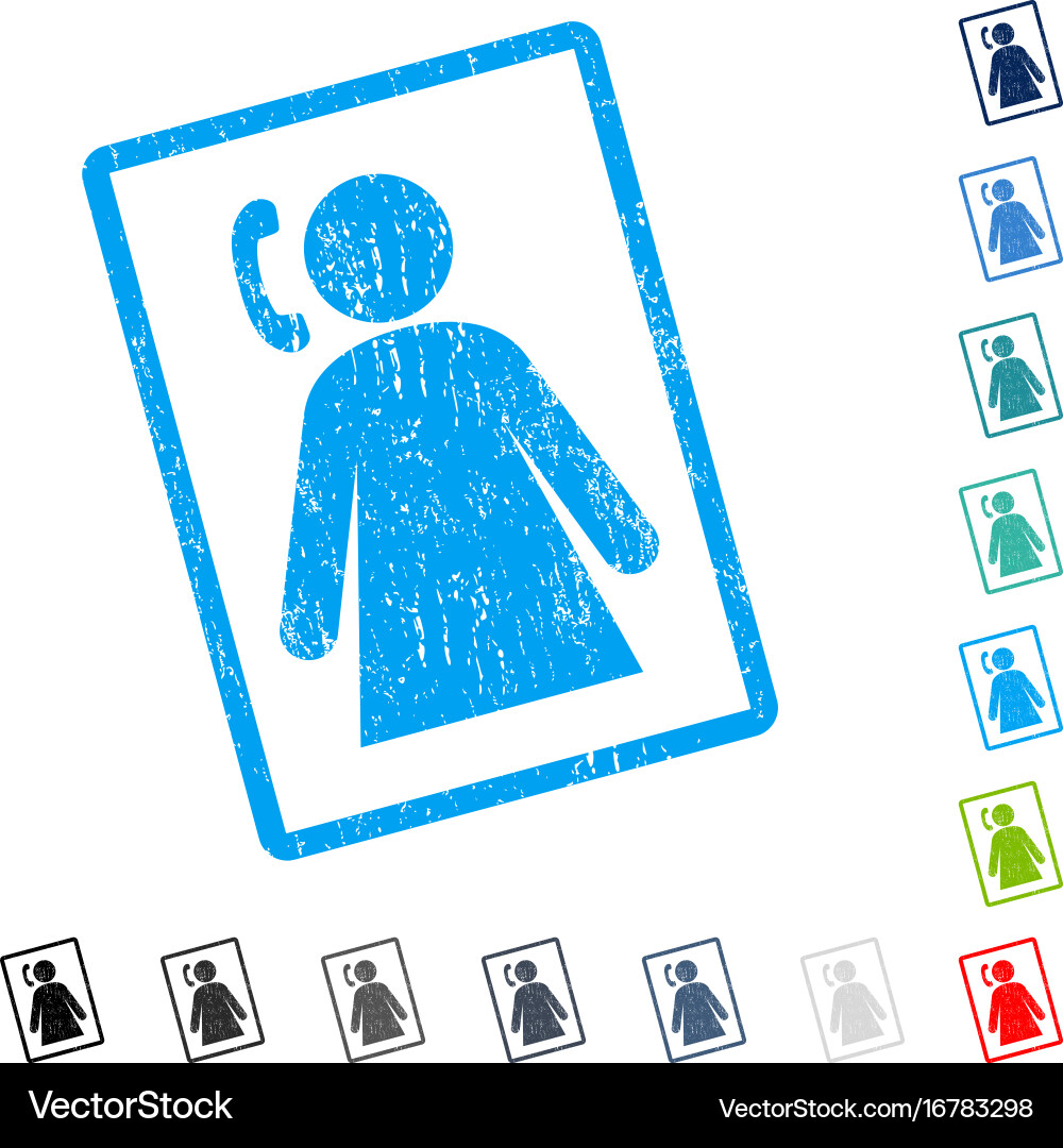 Calling woman icon rubber watermark Royalty Free Vector