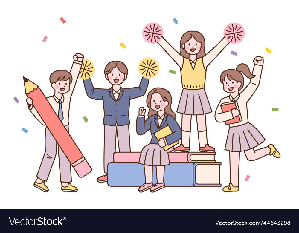 Cheering students Royalty Free Vector Image - VectorStock