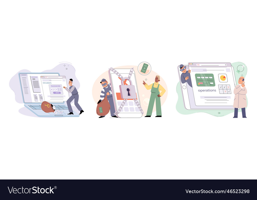 Hacker activity big set hacking computer Vector Image