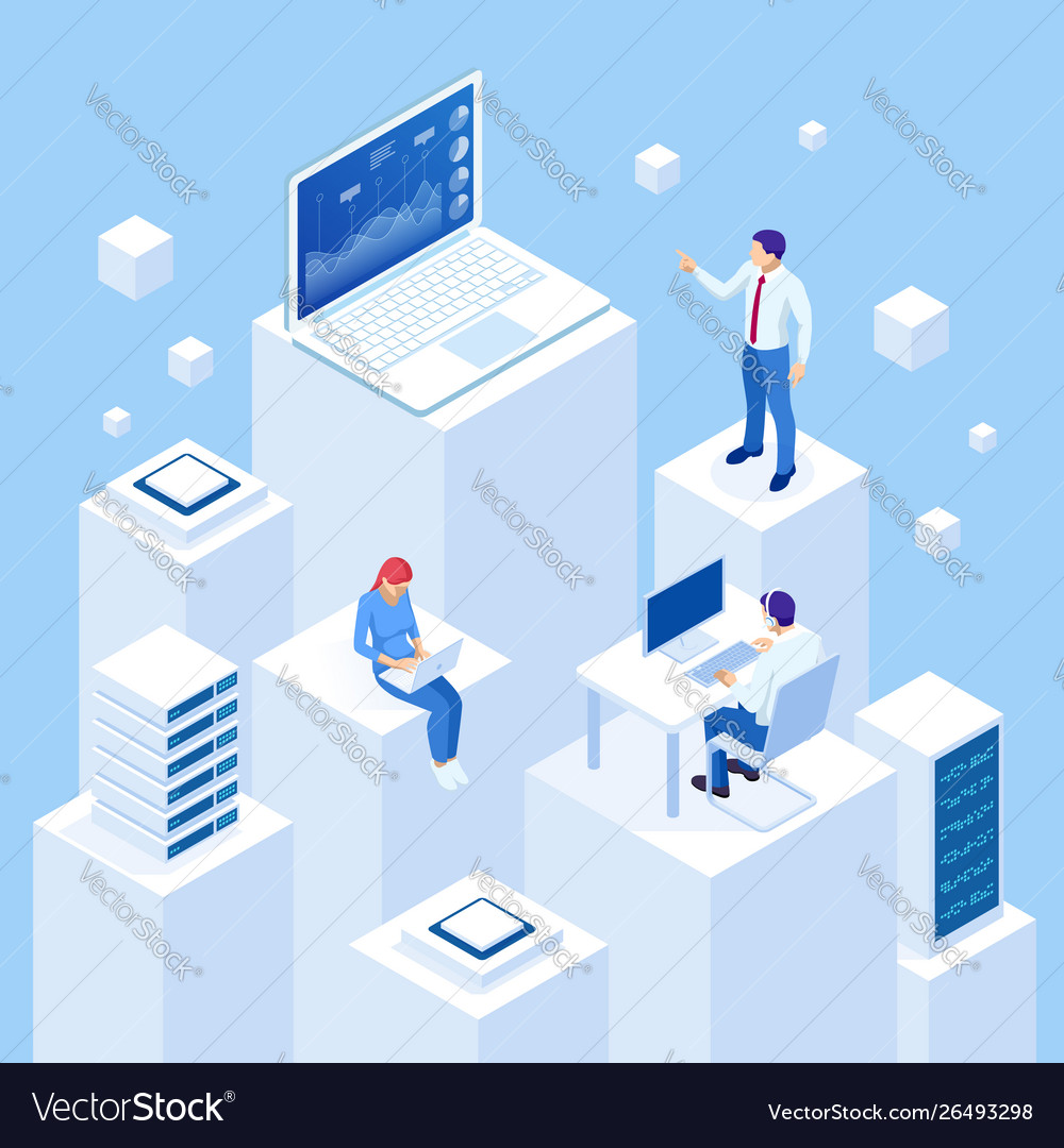 Isometric concept business analysis analytics Vector Image