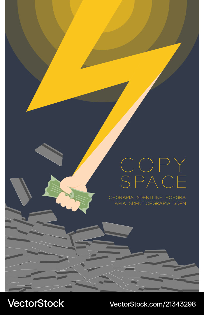 Lightning thunderbolt hand holding the cash Vector Image