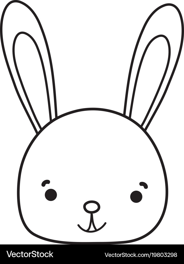 Line smile rabbit head wild animal Royalty Free Vector Image