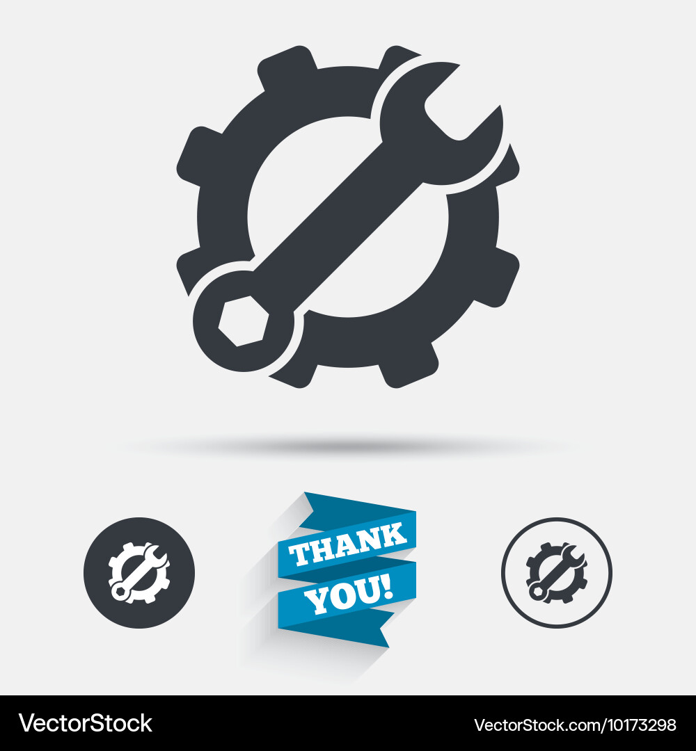 Service icon wrench key with gear sign Royalty Free Vector