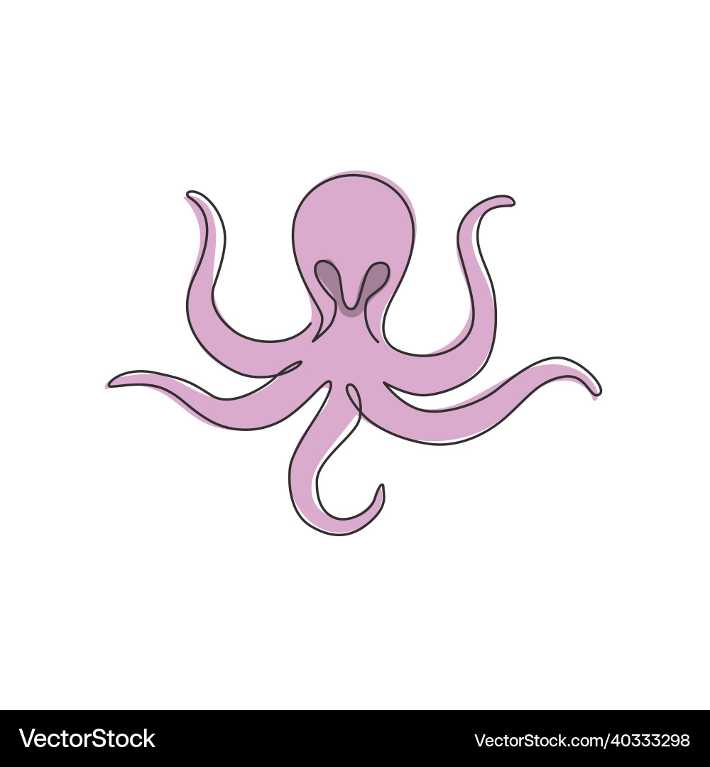 Single continuous line drawing of giant octopus Vector Image
