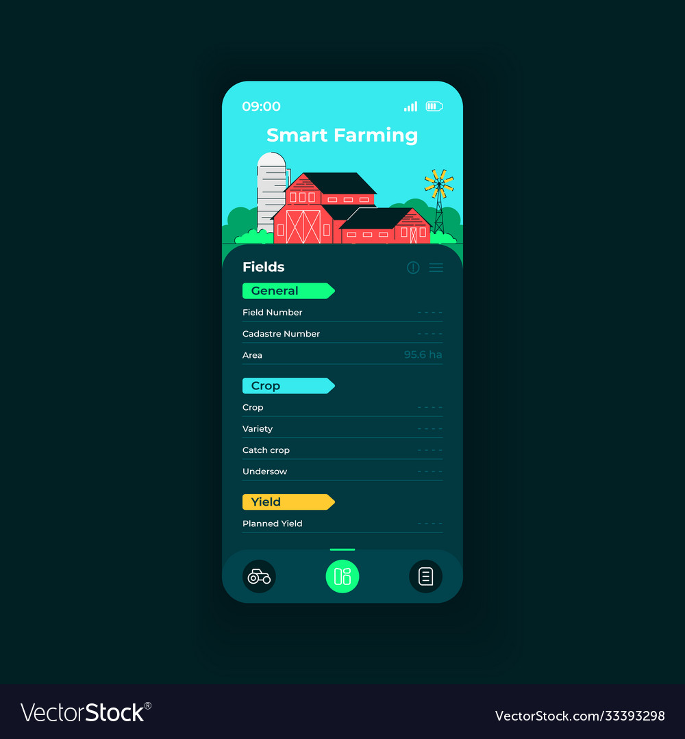 Smart farming app smartphone interface template Vector Image Smart farming app smartphone interface template Vector Image