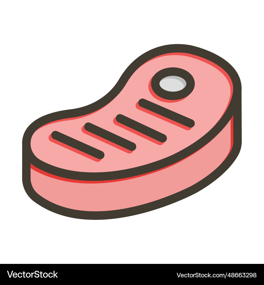 Steak thick line filled colors icon for personal Vector Image