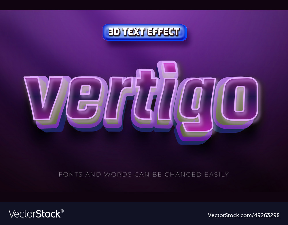 Vertigo 3d editable text effect style Royalty Free Vector