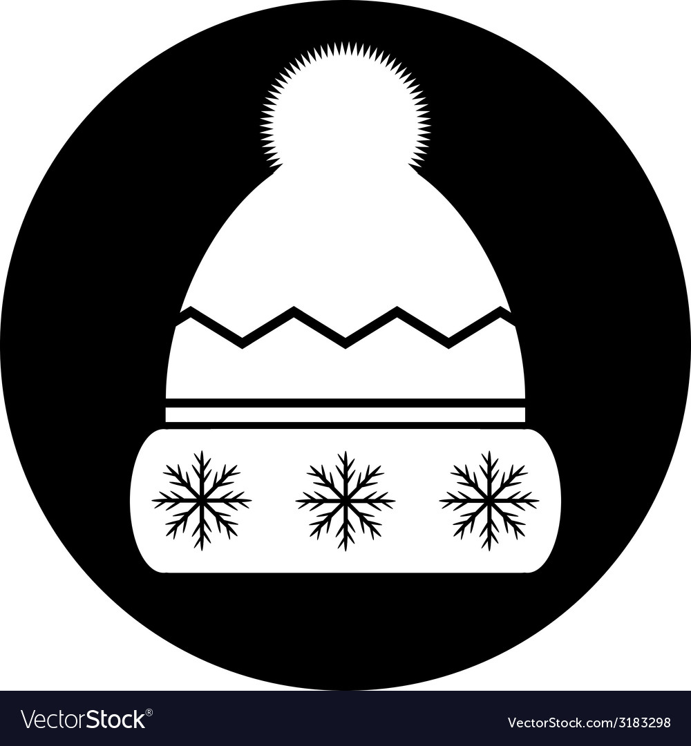 Winter hat symbol button Royalty Free Vector Image