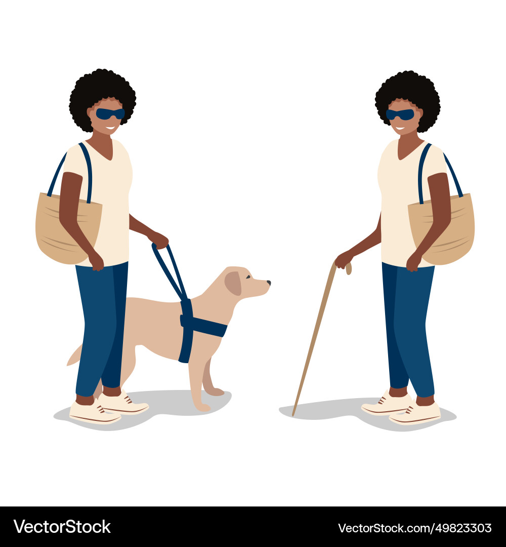 Blind girl with a guide dog Royalty Free Vector Image