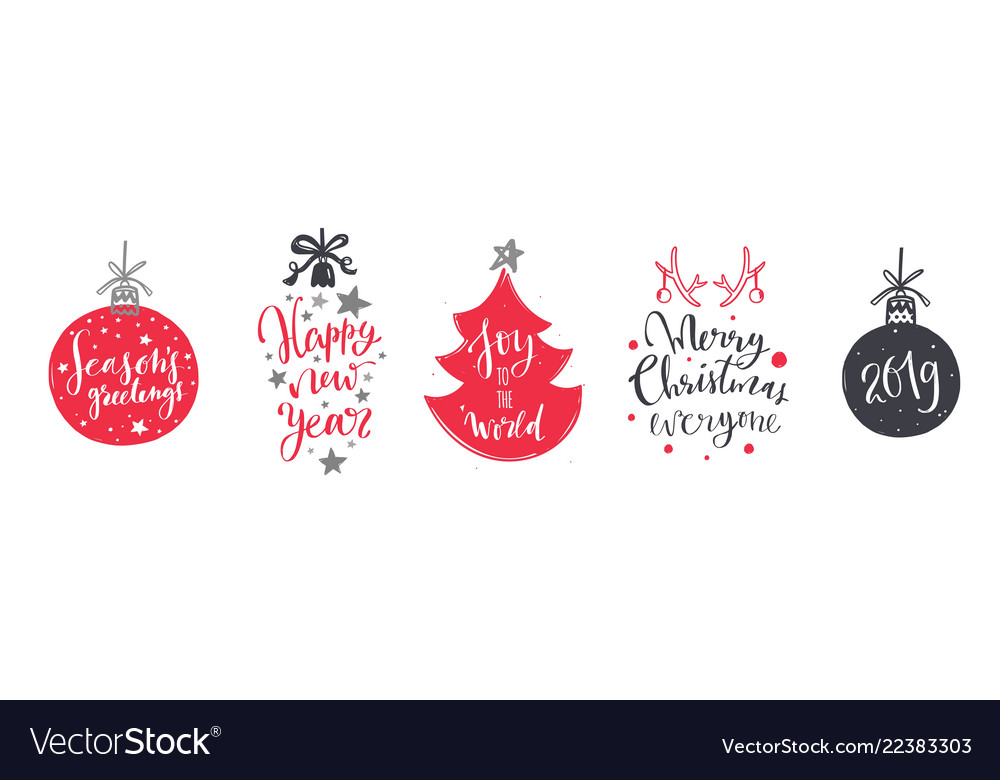 Christmas and new year lettering calligraphy Vector Image