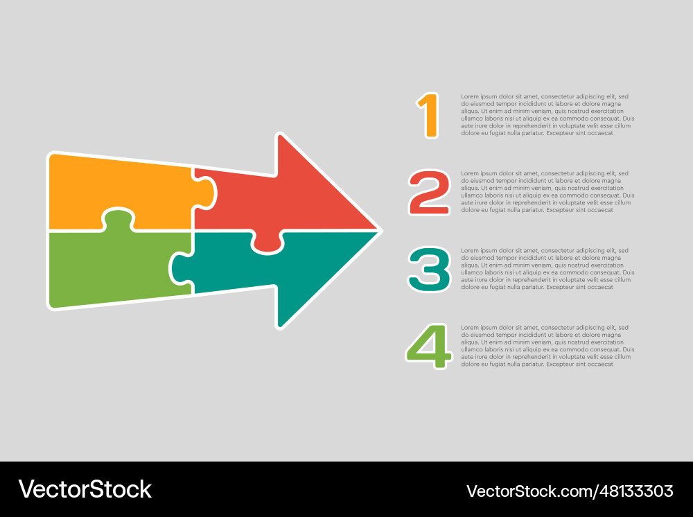 Diagram infographic 4 steps arrow right puzzle Vector Image