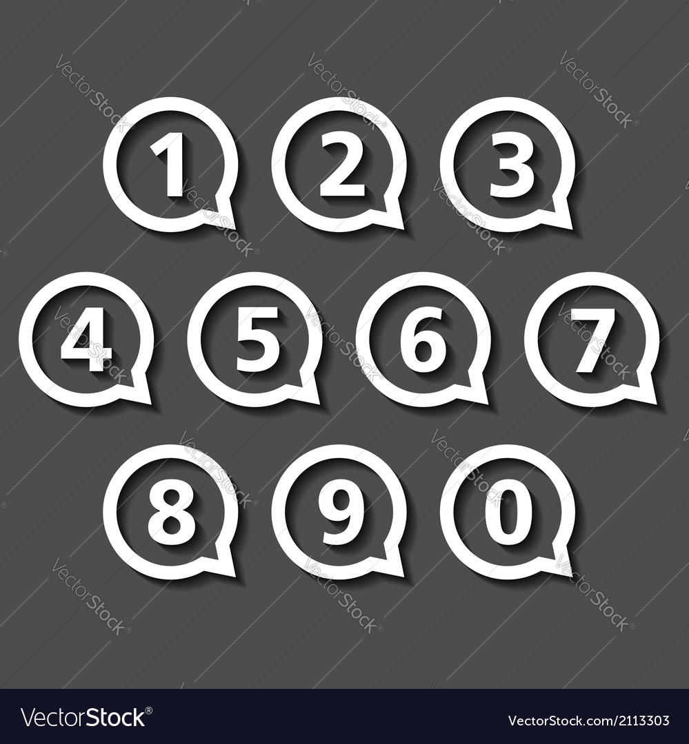 Numbers in round speech bubbles Royalty Free Vector Image