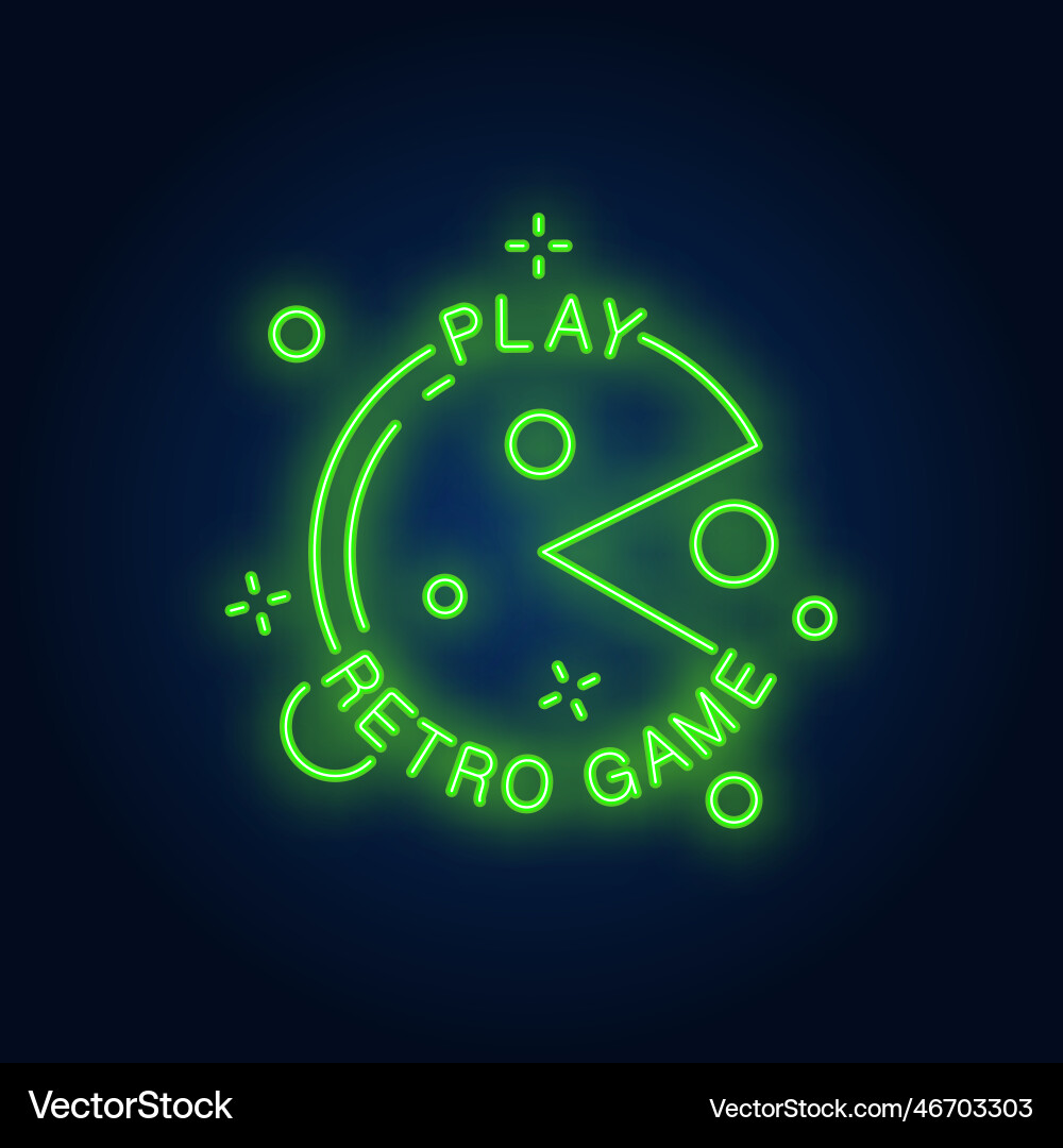 Play retro game lettering with pacman sign Vector Image