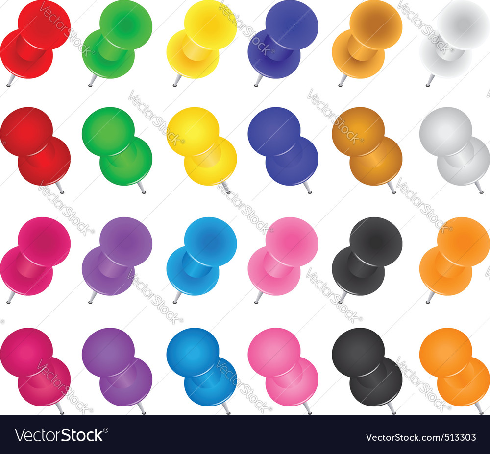 Push pins Royalty Free Vector Image - VectorStock