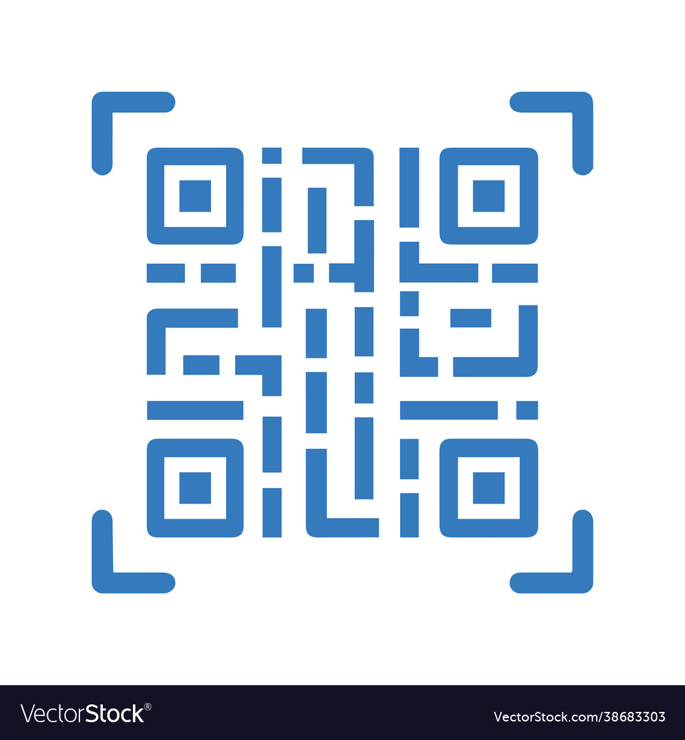 Qr code coding icon blue color design Royalty Free Vector
