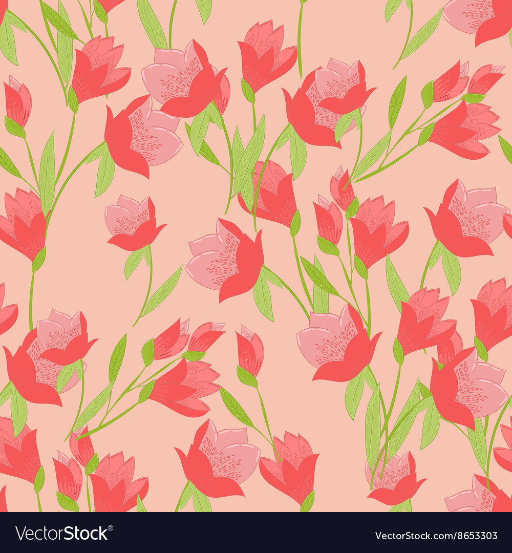 Seamless pattern with tulips Royalty Free Vector Image