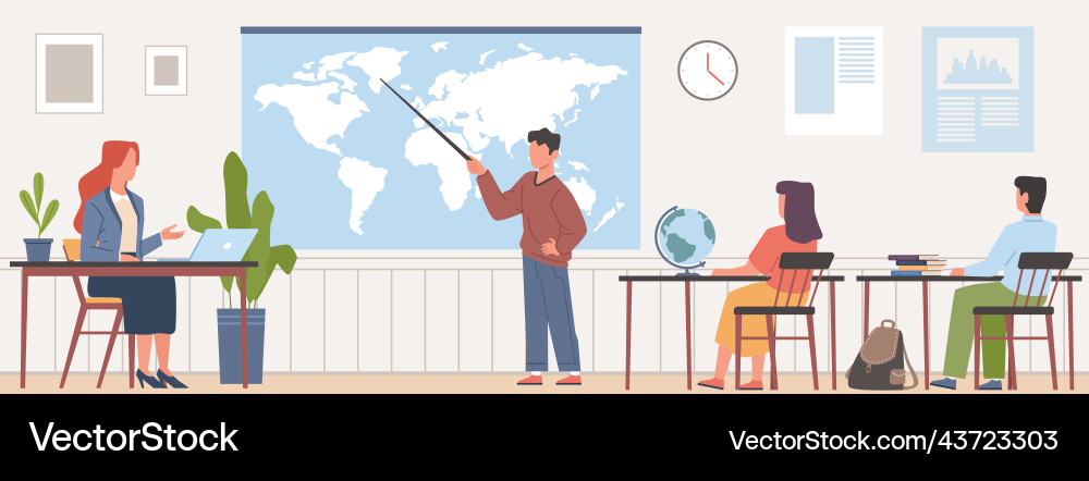 Teacher in classroom student answers Royalty Free Vector