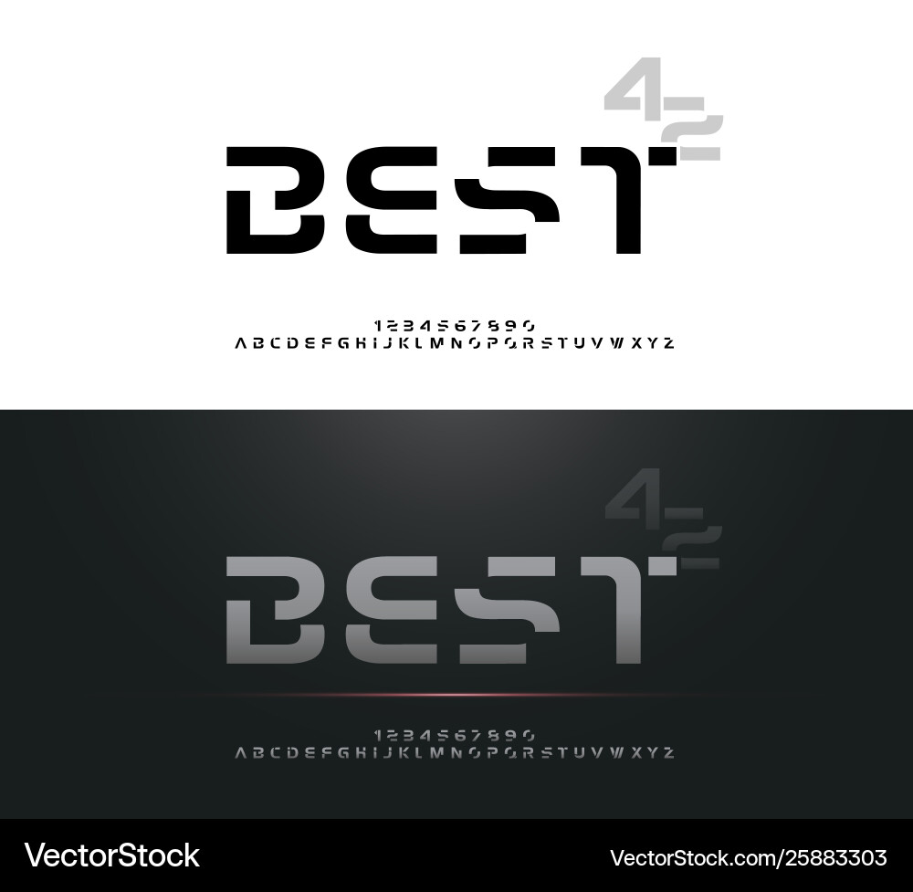 Technology alphabet silver metallic designs Vector Image