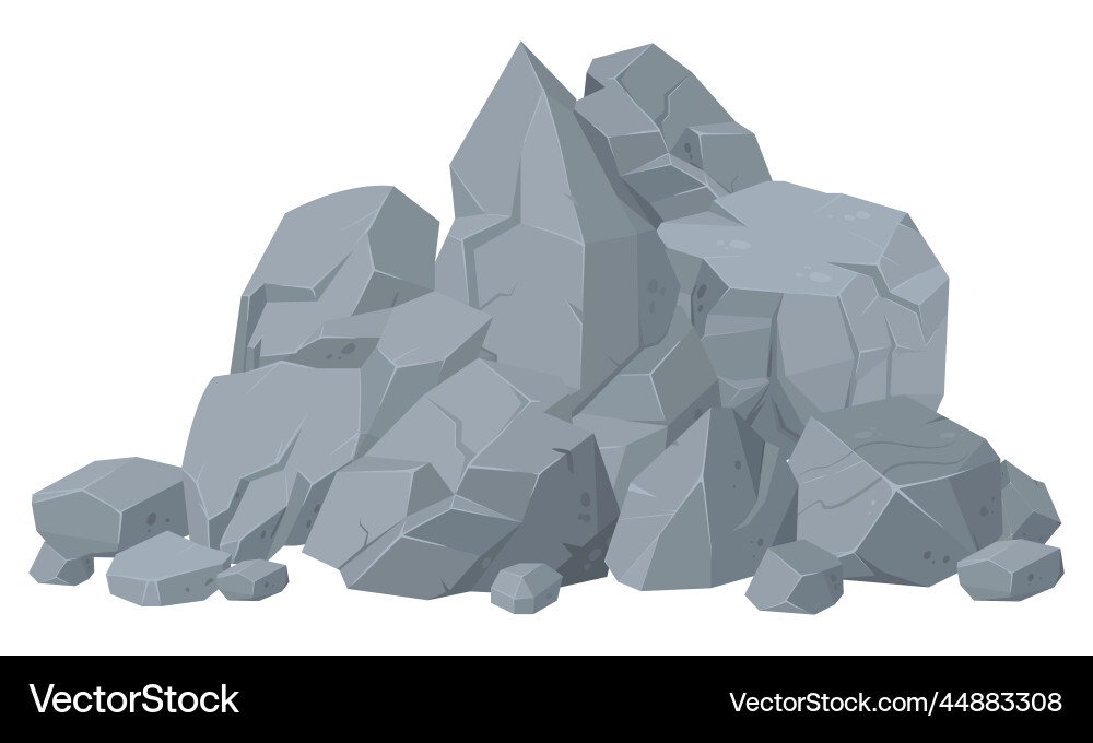 Cartoon mountain rock granite grey stones Vector Image