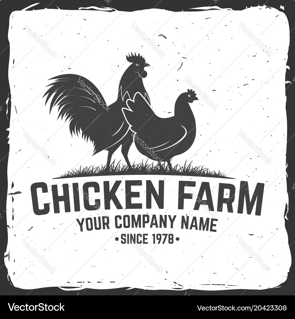 Chicken farm badge or label Royalty Free Vector Image