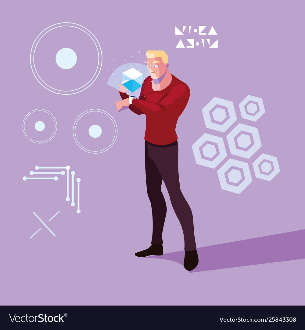 Design man using technology augmented Royalty Free Vector
