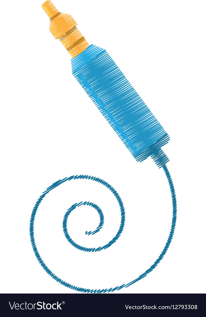 Drawing audio cable plug computer Royalty Free Vector Image